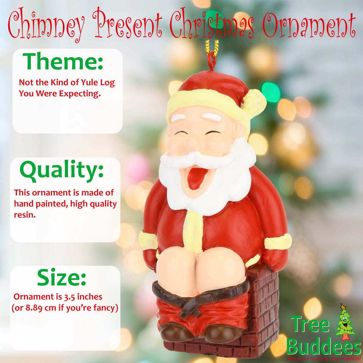 Chimney Present Funny Santa Pooping Christmas Ornament| Tree Buddees