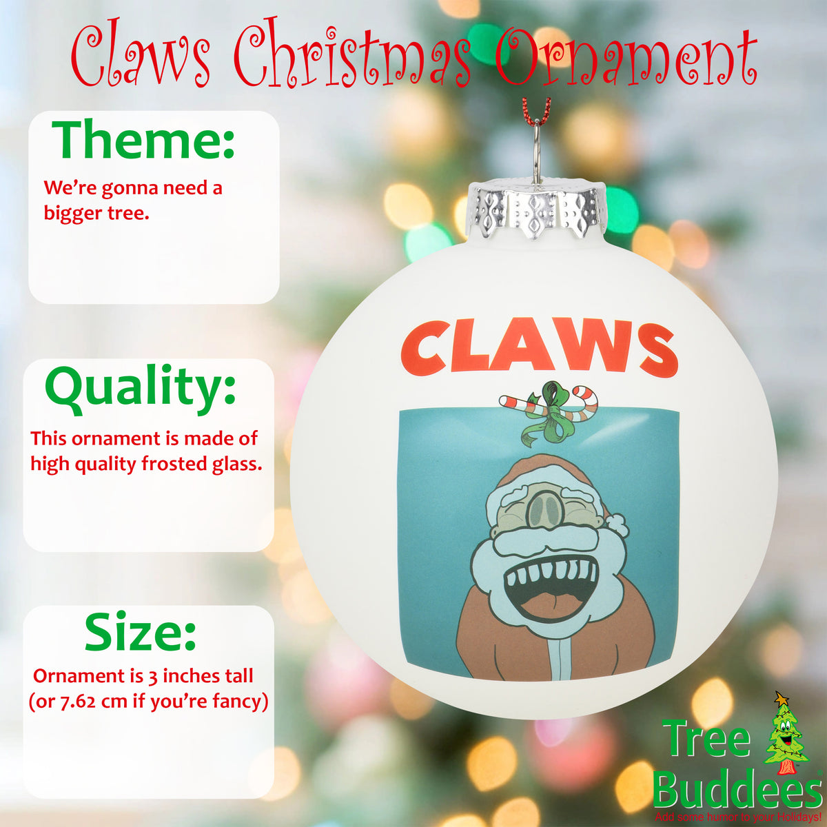 Claws Movie Poster Parody Fun Glass Christmas Ornaments| Tree Buddees