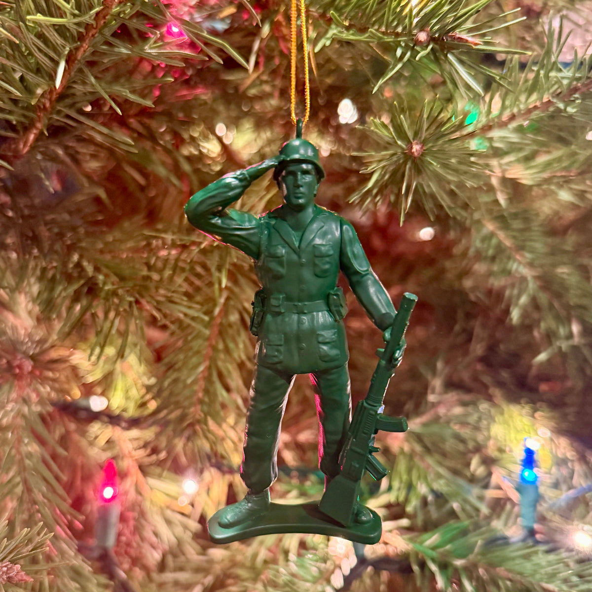 Green Toy Soldier Christmas Ornament Vintage Army Man| Tree Buddees