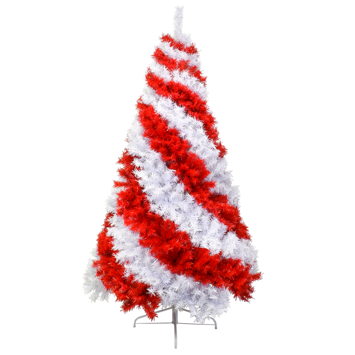 6 Foot Red and White Swirl Candy Cane Colored Artificial Christmas Tre ...